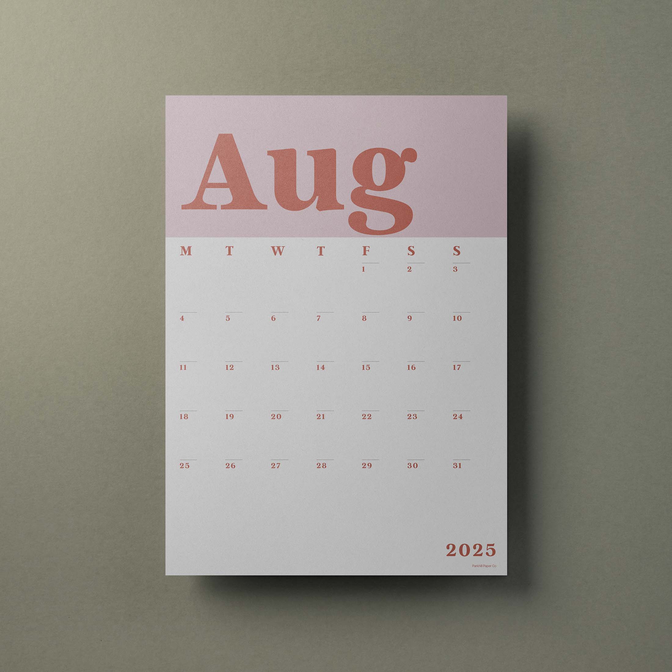 Wall Calendar Sheets, A3 Size, Pink 2025-2026 – PARKHILL PAPER Co